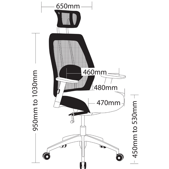 Alto Managers Black Mesh Back Chair with Arms & Headrest – Dimension ...