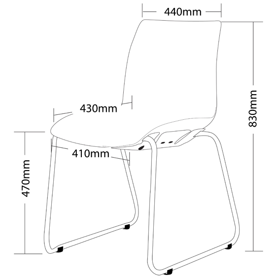 Case Visitors Sled Base Poly Chair – Dimensions | i Office Furniture ...