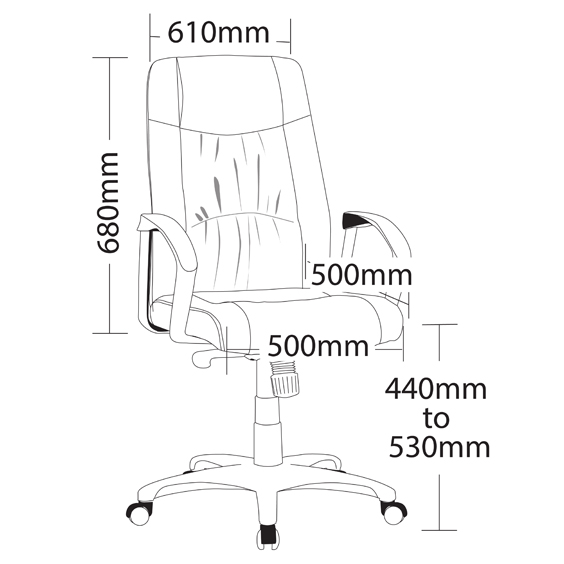 Civic Managers HB Black PU Office Chair with Arms – Dimension | i ...