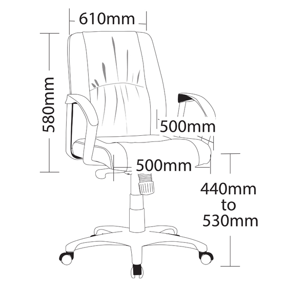 Civic Managers MB Black PU Office Chair with Arms- Dimension | i Office ...