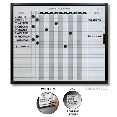 Staff Board In - Out Whiteboard | i Office Furniture Sydney Melbourne ...