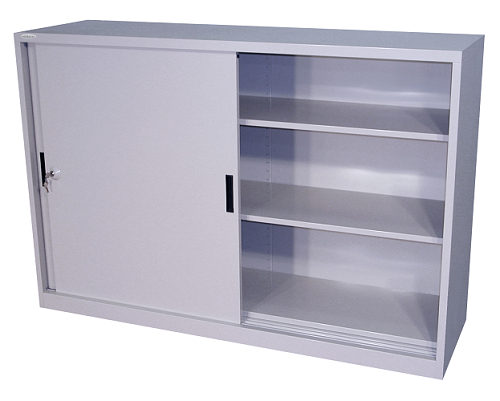 Sliding Door Cabinet 1015H x 1500W x 465D in Silver Grey | i Office ...