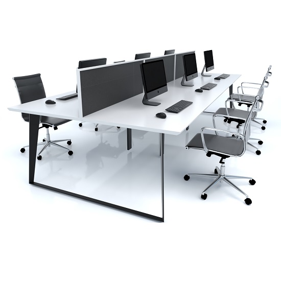 Razor 6 Person Workstation White with screen | i Office Furniture ...