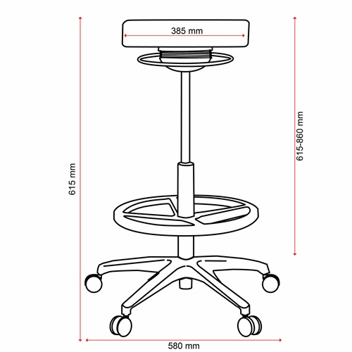 Buro Polo Drafting Stool Seat Black PU | i Office Furniture Sydney Melbourne Brisbane